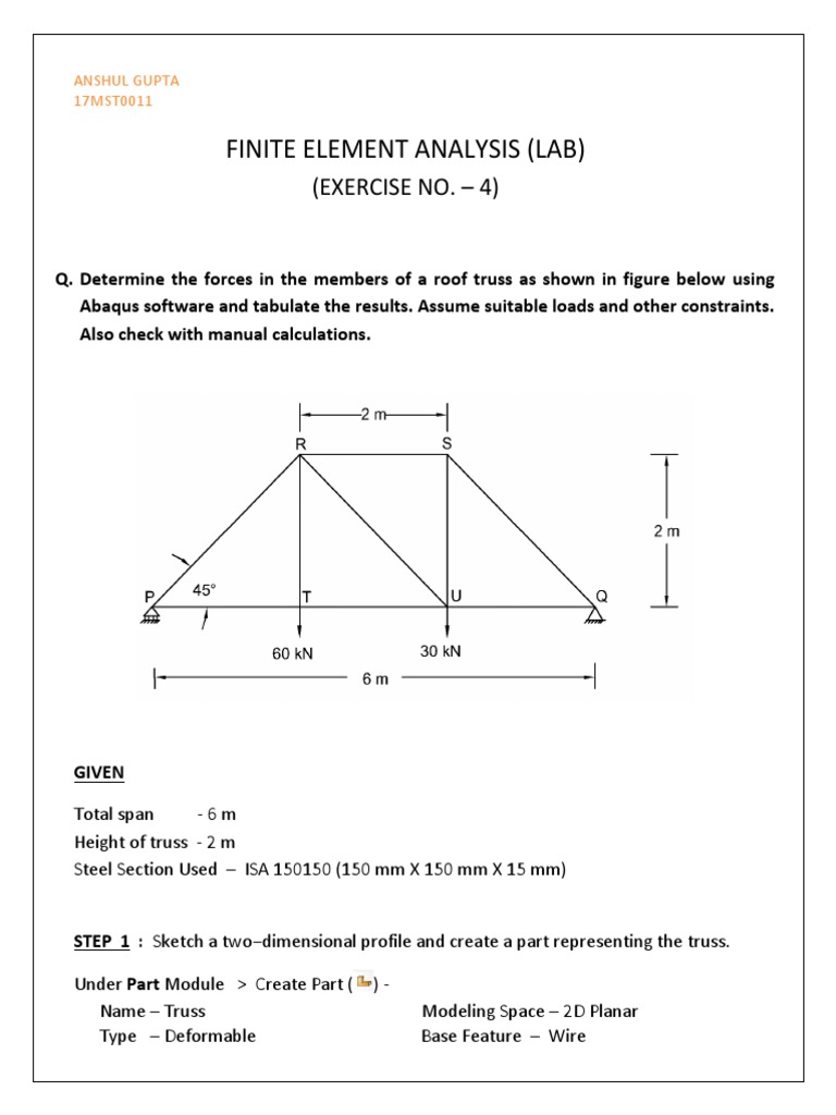 Fea Exercise 4 | PDF | Truss | Elasticity (Physics)
