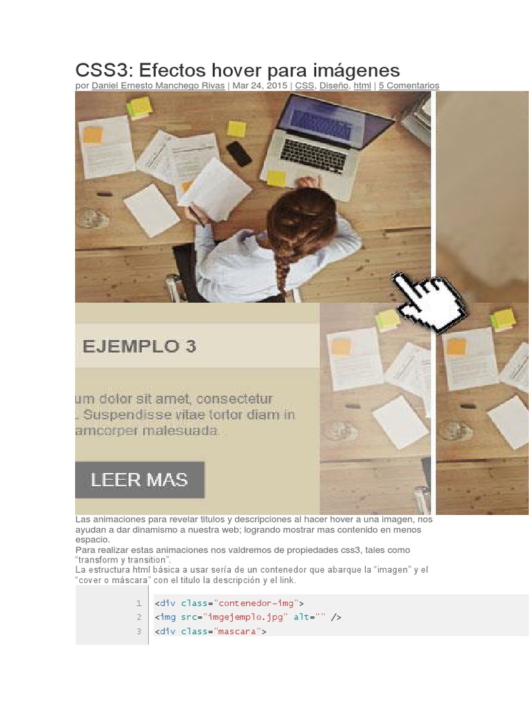 Efecto Hover Css3 Pdf Hojas De Estilo En Cascada Ingeniería De