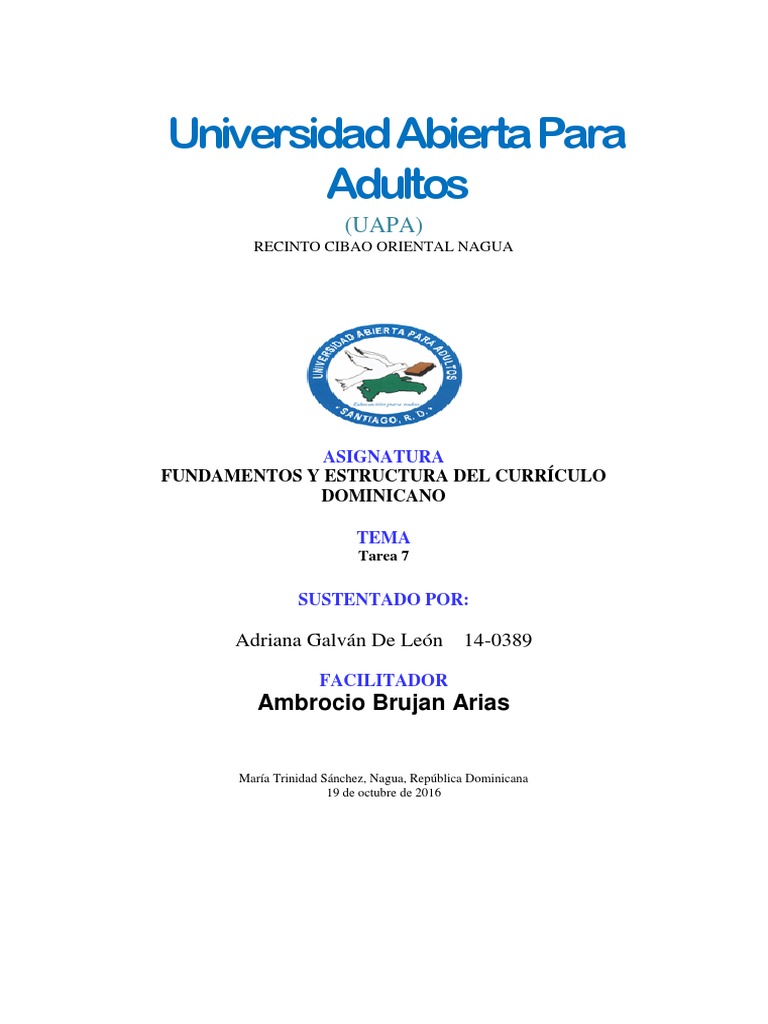 Tarea 7 de Estructura Del Curriculo Dominicano | PDF