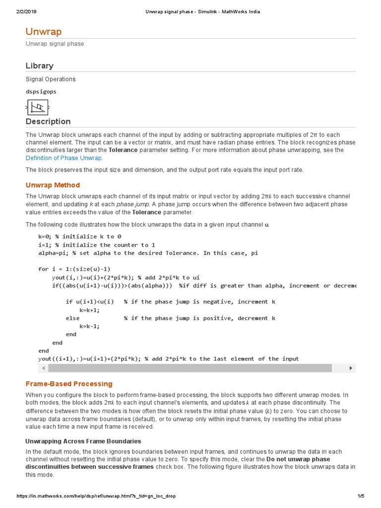 Unwrap Signal Phase - Simulink - MathWorks India | PDF | Parameter (Computer Programming ...