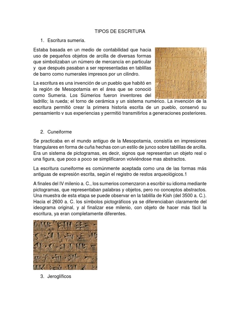 Tipos de Escritura en la Historia | PDF | Escritura | Alfabeto