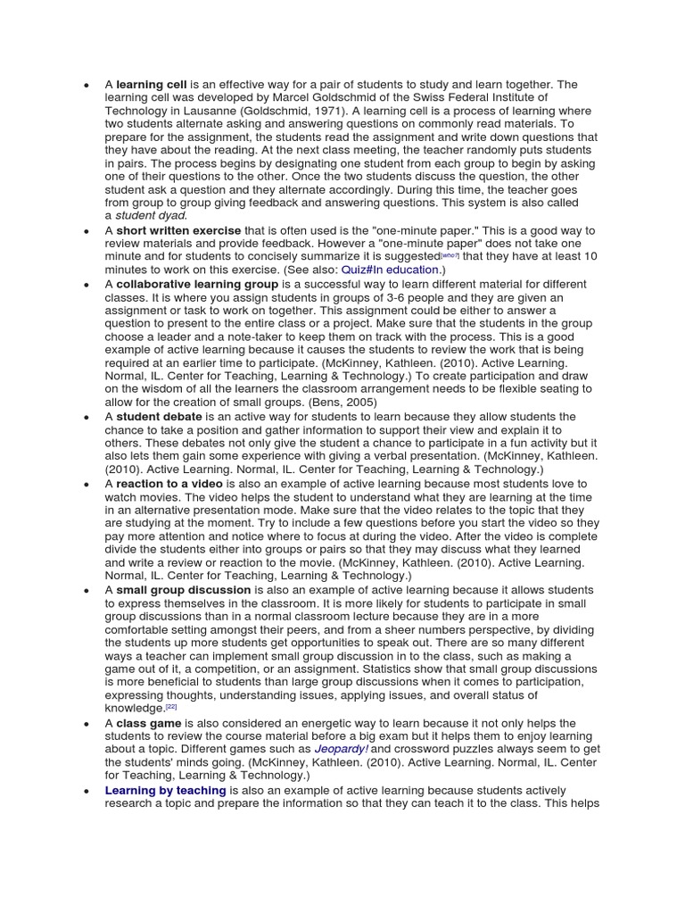 Active Learning Techniques & Benefits | PDF | Cognition | Behavior ...