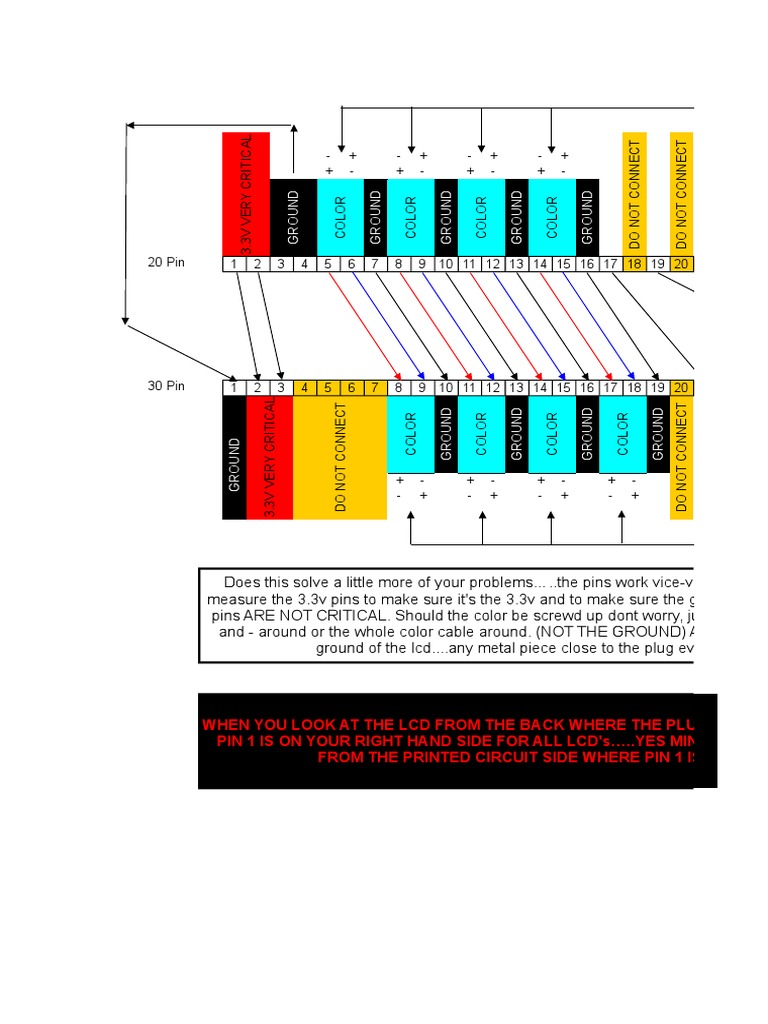 LCD 20/30 Pin Connector Pinout Guide | PDF | Electrical Connector ...