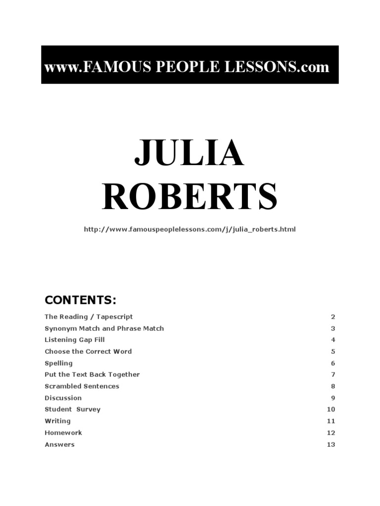 Julia Roberts | PDF | Leisure