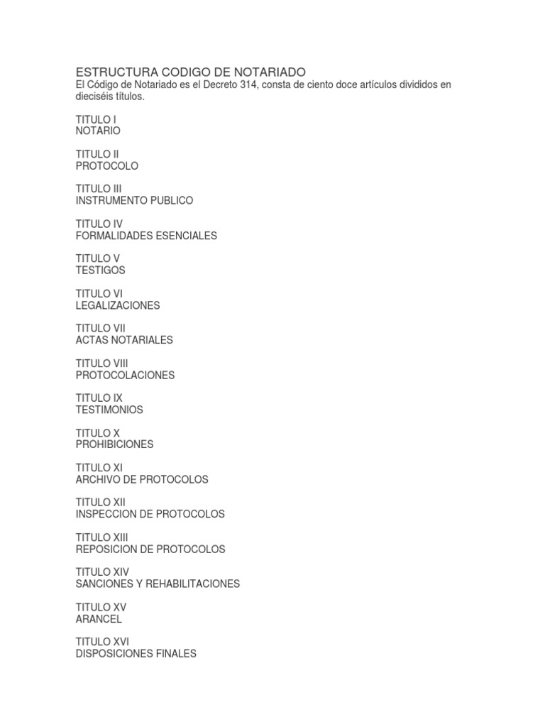 Estructura Codigo de Notariado | PDF
