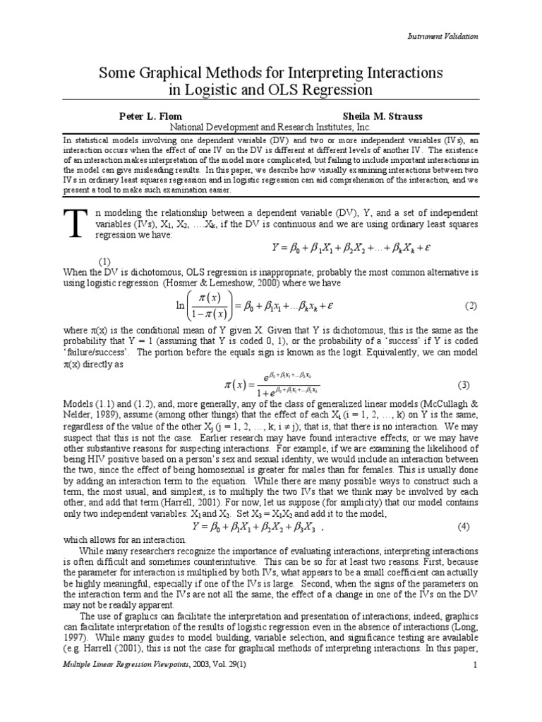 Some Graphical Methods For Interpreting Interactions in Logistic and ...