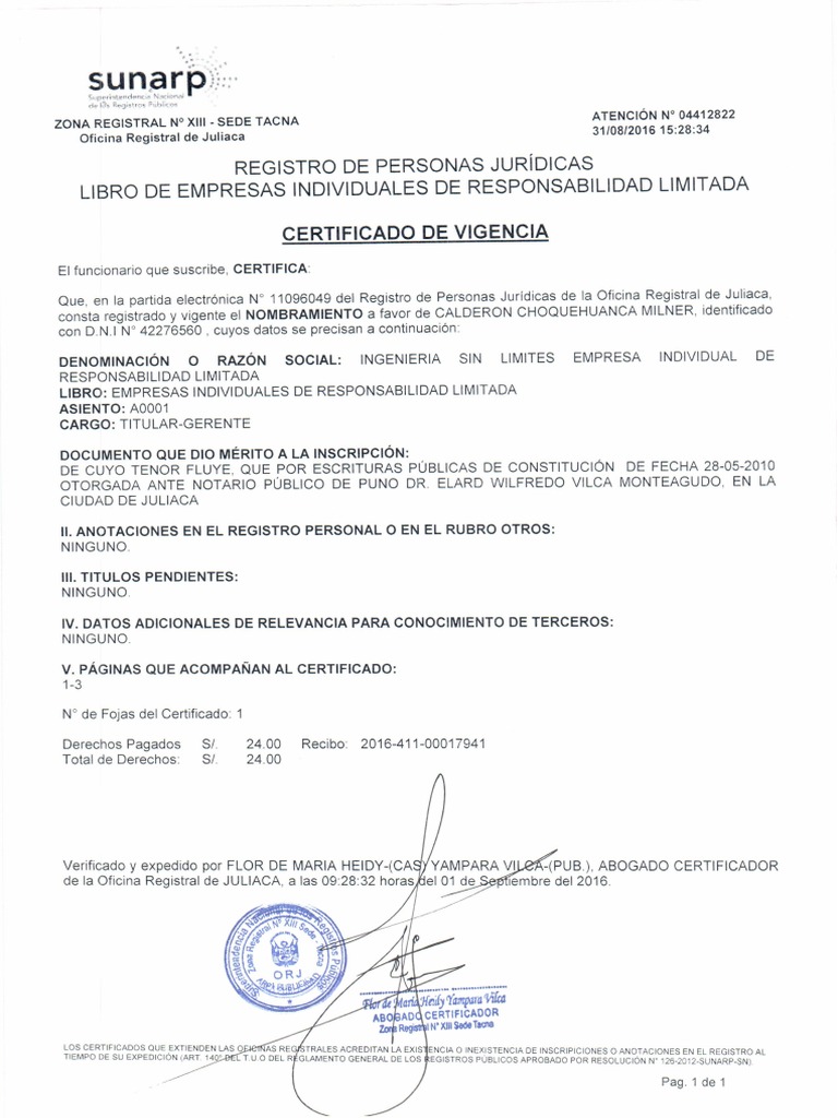 Certificado de Vigencia | PDF