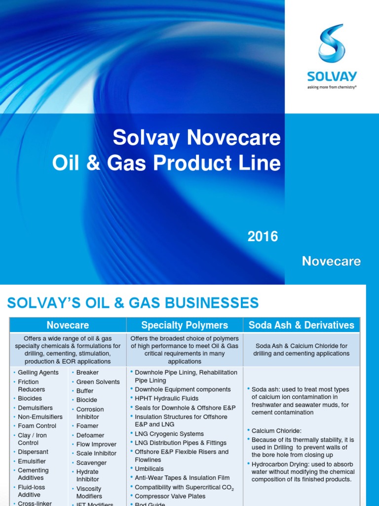 Solvay O&G Portfolio | PDF | Chemical Substances | Chemical Engineering