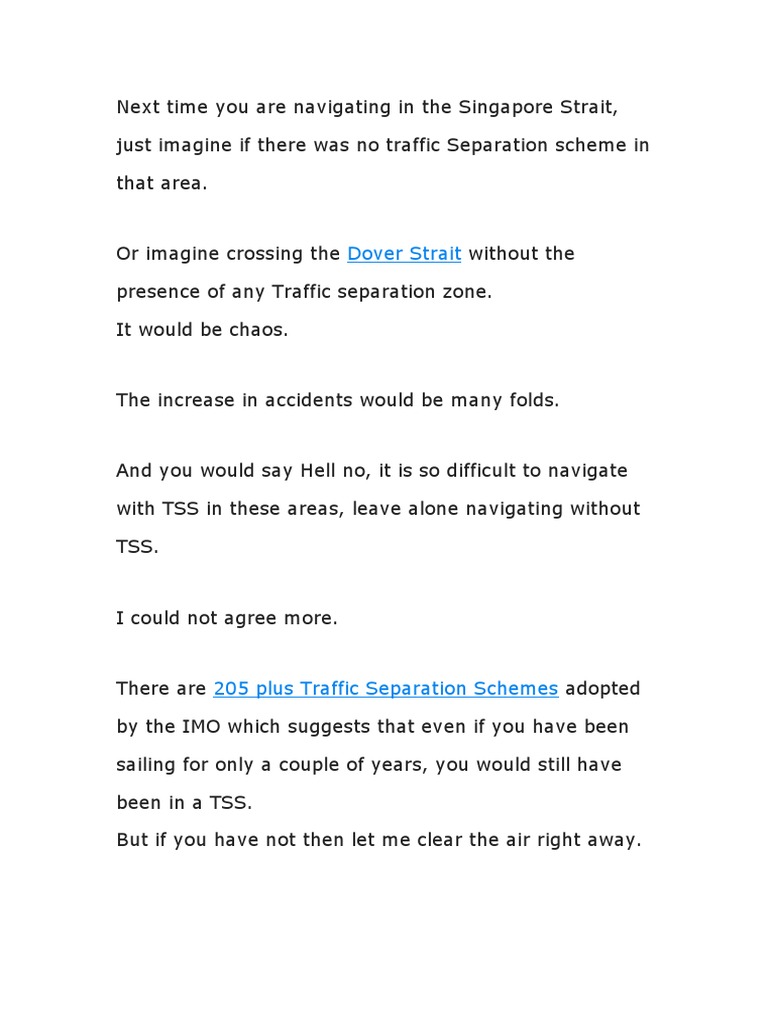 Navigating Traffic Separation Schemes Safely | PDF | Traffic | Water ...