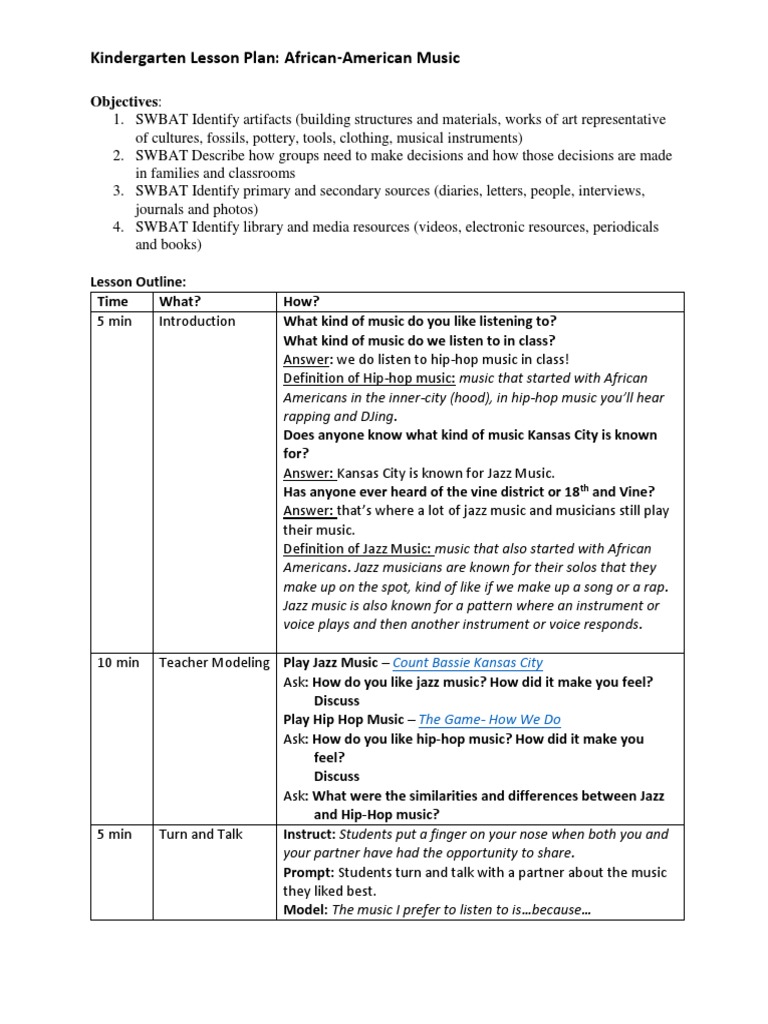 African American Music Lesson Plan | PDF | Hip Hop Music | Jazz
