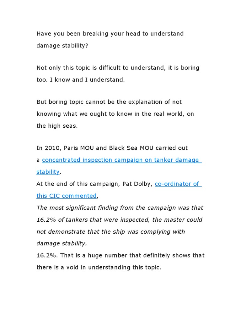 A Complete Guide To Understand Damage Stability Better | PDF | Ships ...