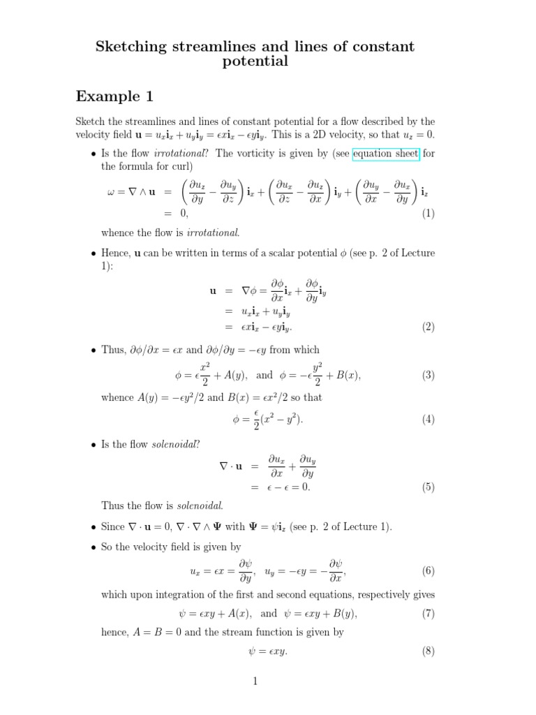 Sketching Streamlines and Lines of Constant Potential Example 1 | PDF ...
