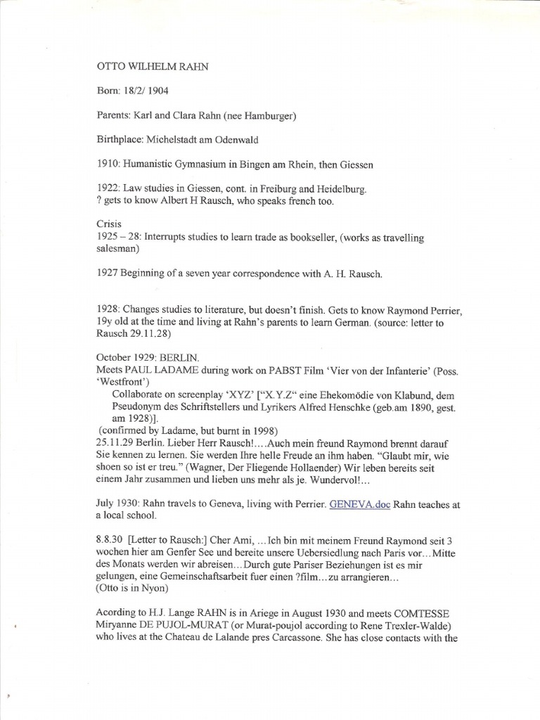 Otto Rahn Timeline | PDF