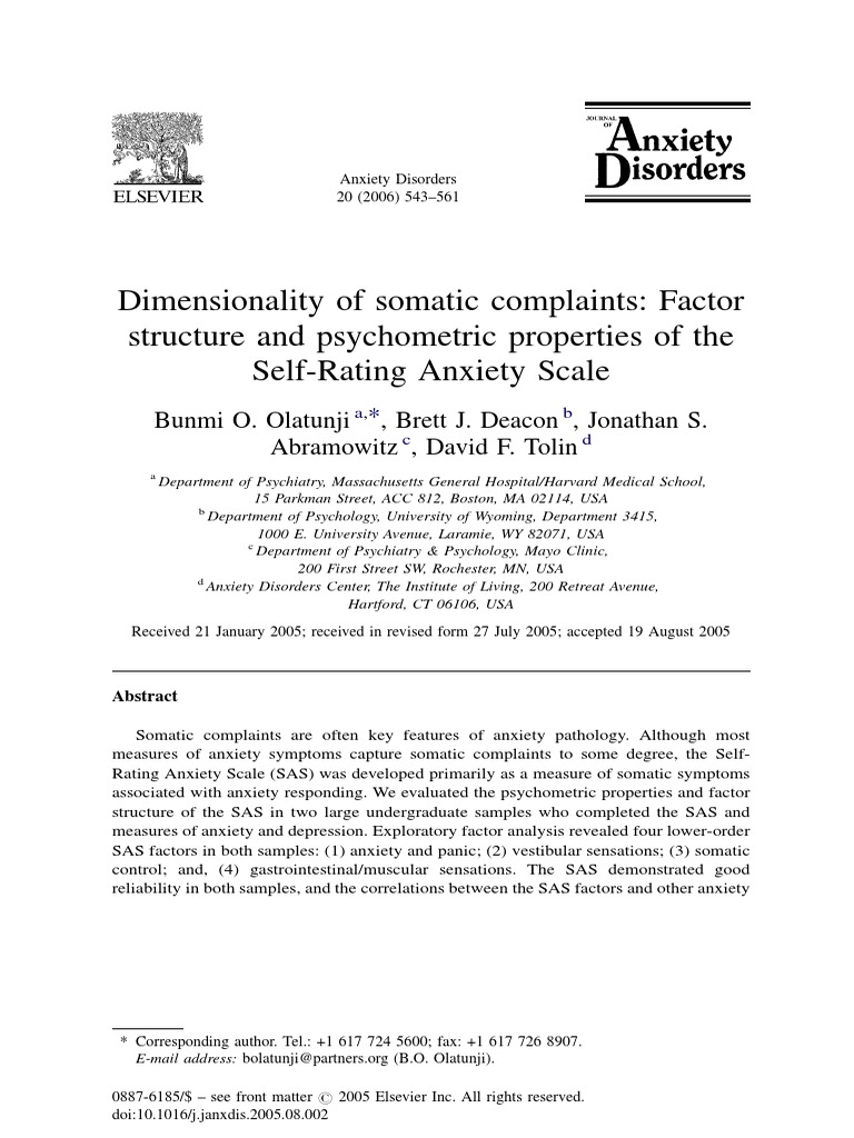 Anxiety Scale | PDF | Anxiety Disorder | Factor Analysis