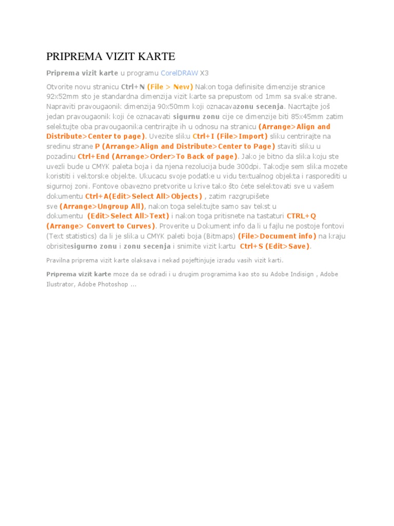 Priprema Vizit Karte | PDF