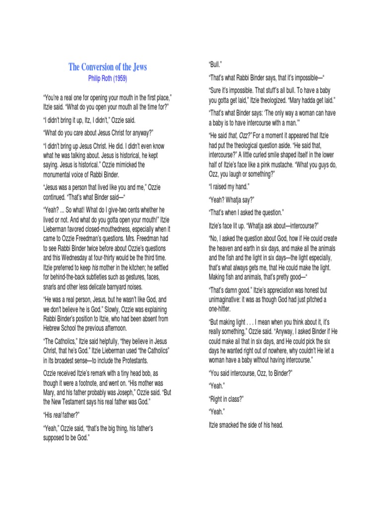 Phillip Roth - The Conversion of The Jews | PDF | Religion And Belief