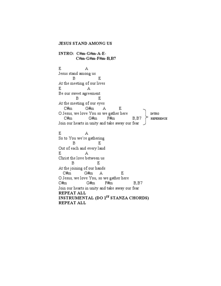 Jesus Stand Among Us Hymn Lyrics | PDF