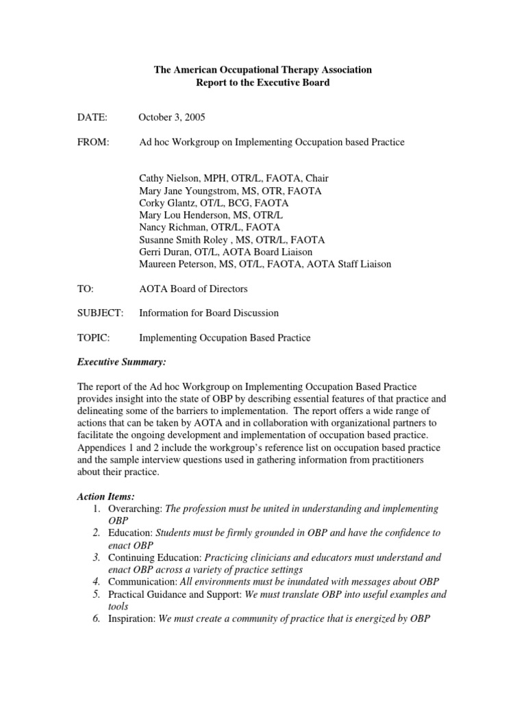 Implementing Occupation-Based Practice | PDF | Occupational Therapy ...