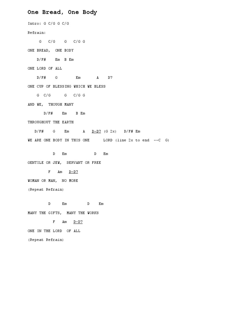 One Bread, One Body Lyrics & Chords | PDF
