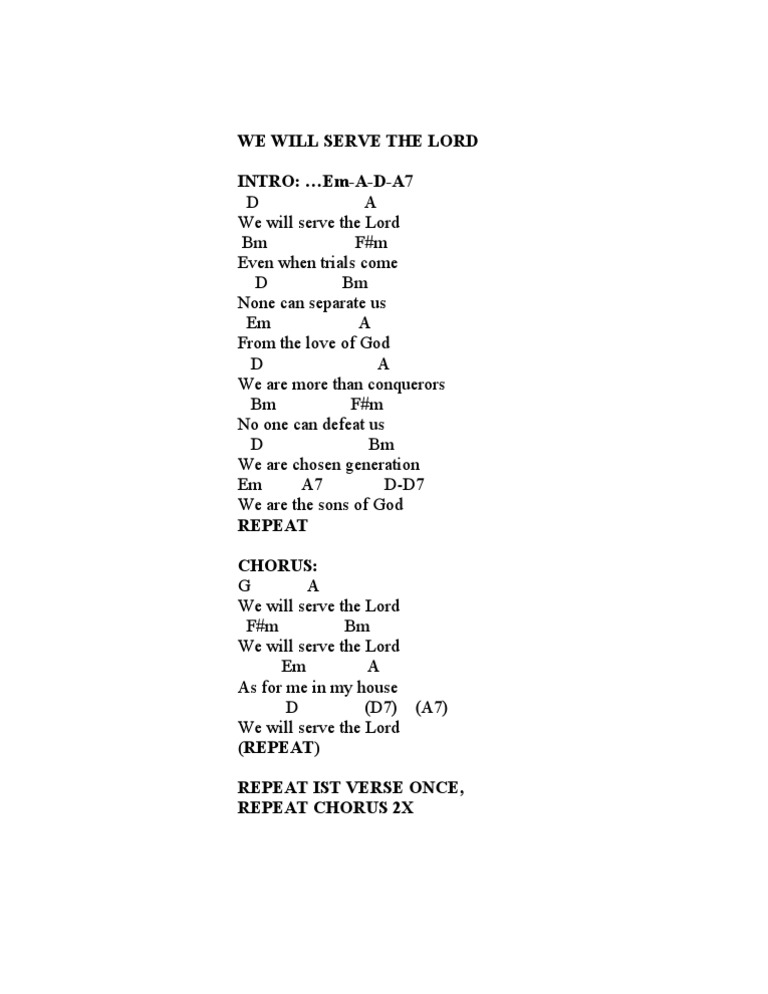 We Will Serve The Lord | PDF | Musical Forms | Musical Compositions