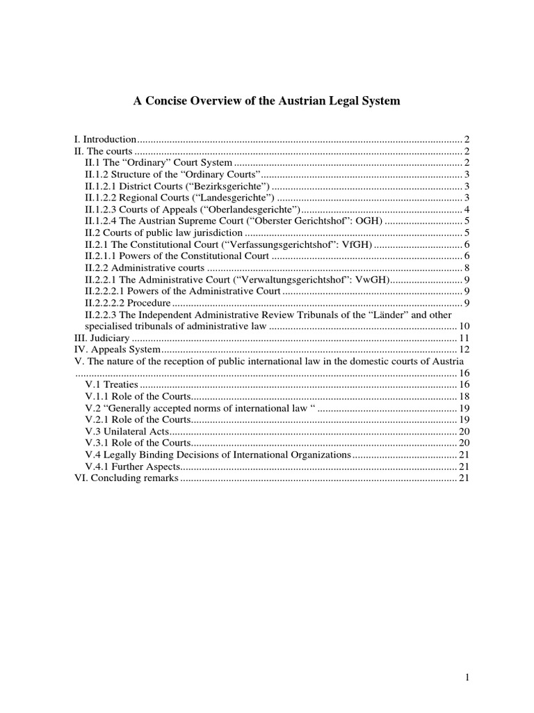 Austrian Legal System: Courts and International Law Reception | PDF ...