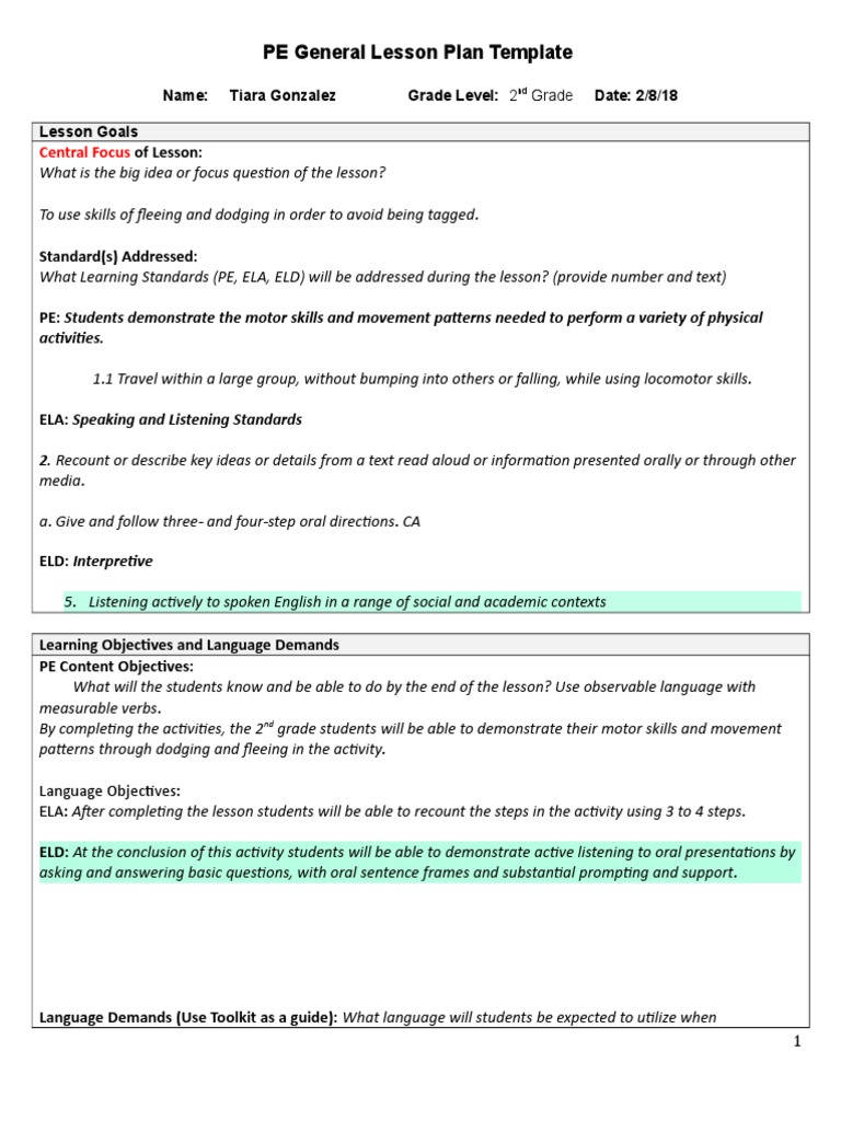 Pe Sailors Sharks Lesson Plan | PDF | Educational Assessment | Lesson Plan