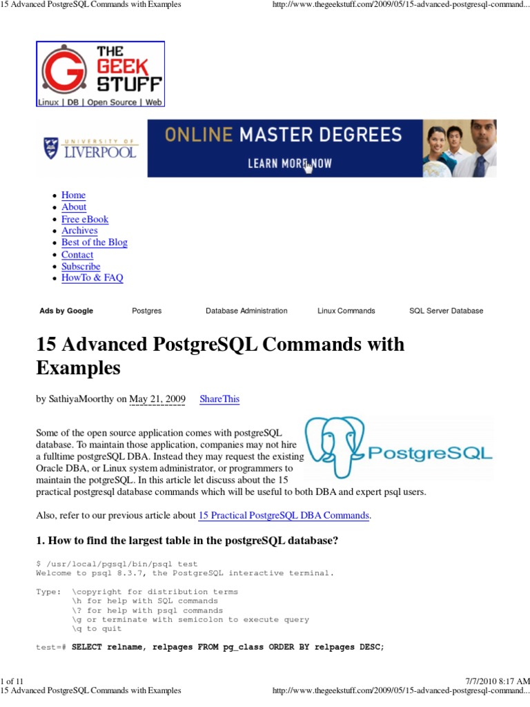 15 Advanced Postgresql Commands Pdf Postgre Sql Table Database