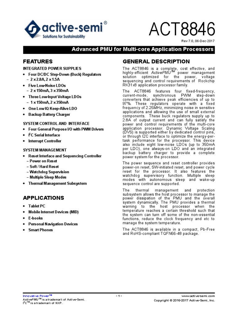 ACT8846 Datasheet | PDF | Digital Electronics | Computer Hardware