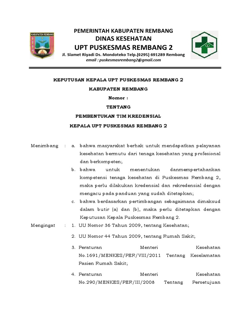 Sk Pembentukan Tim Kredensial Pdf
