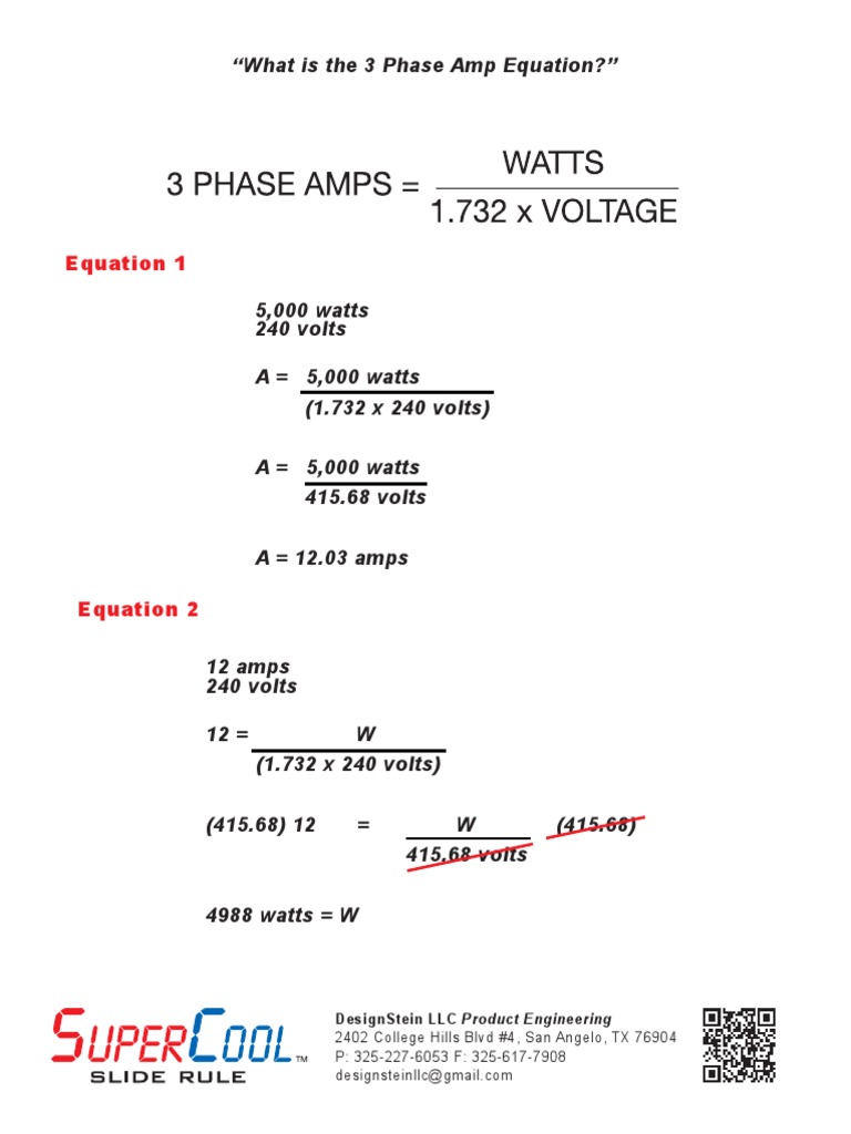 Equation 1: "What Is The 3 Phase Amp Equation?" | PDF | International ...