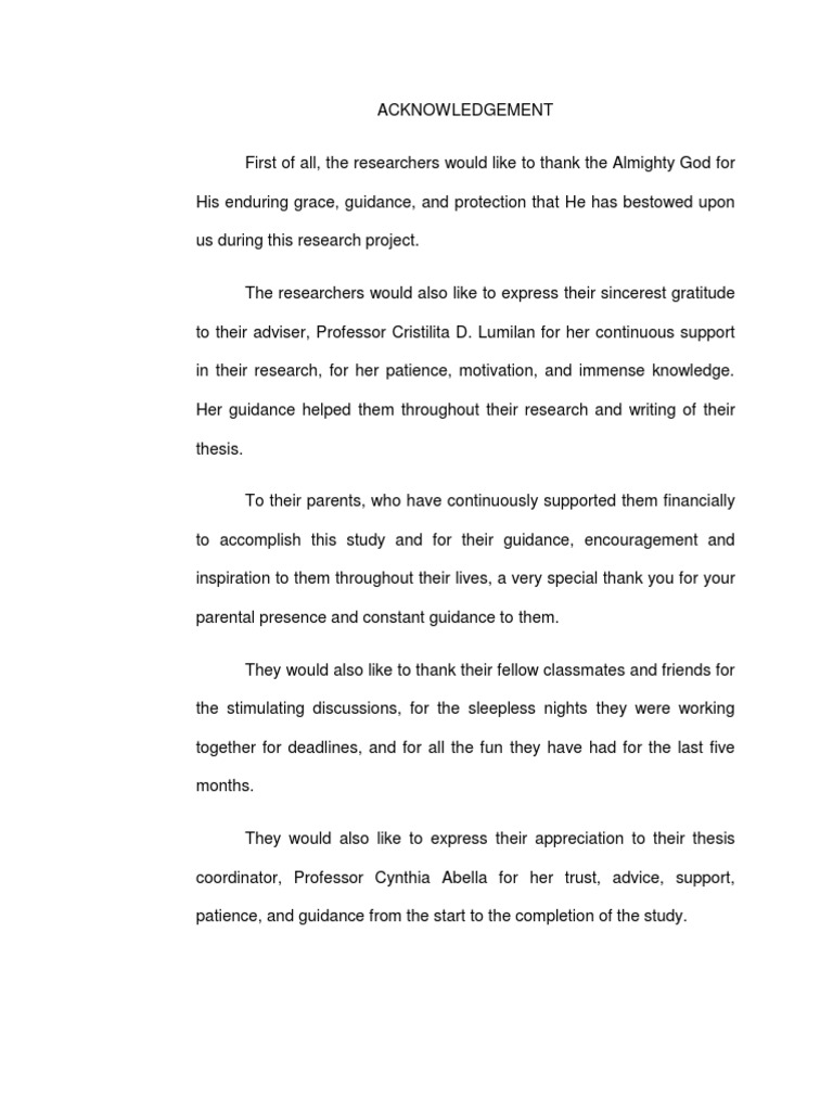 Acknowledgement Sample | PDF