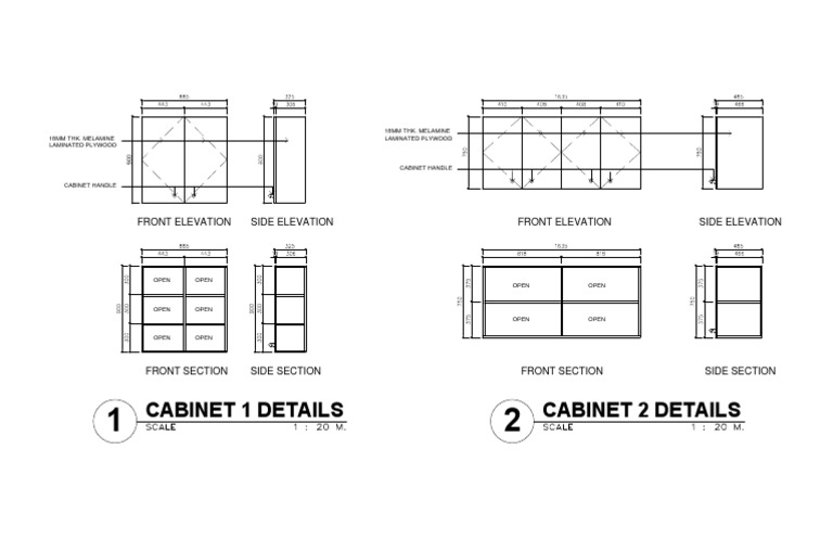 Cabinet 1 Details Cabinet 2 Details: Front Elevation Side Elevation ...