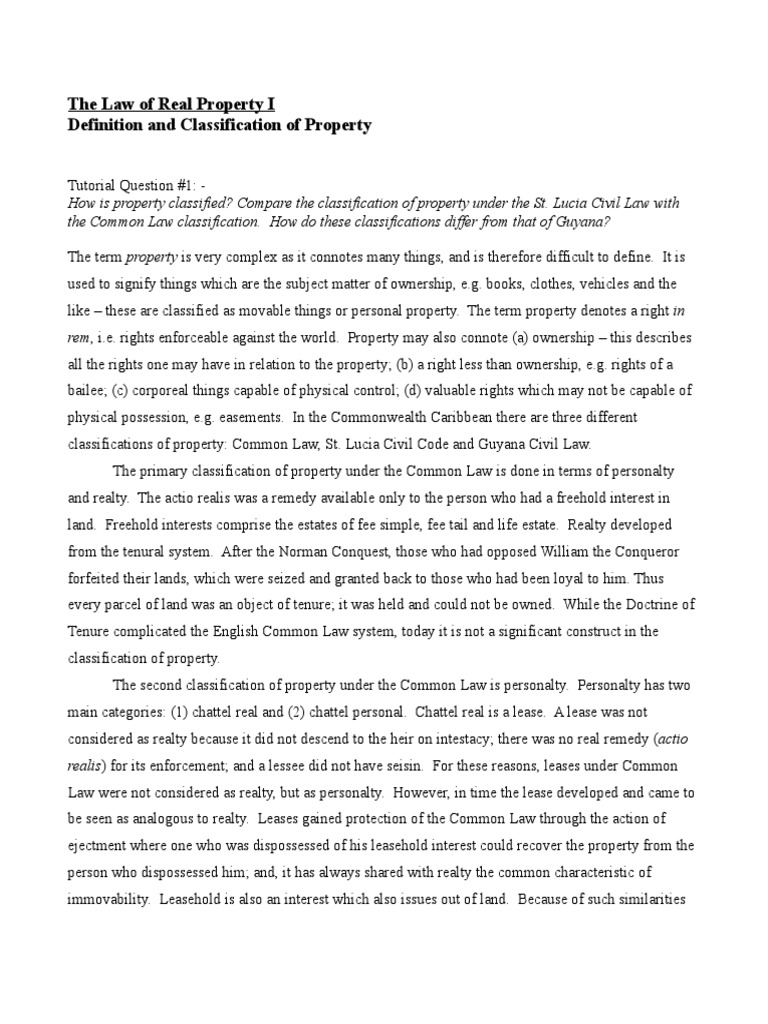 Definition & Classification of Property | PDF | Property | Real Property