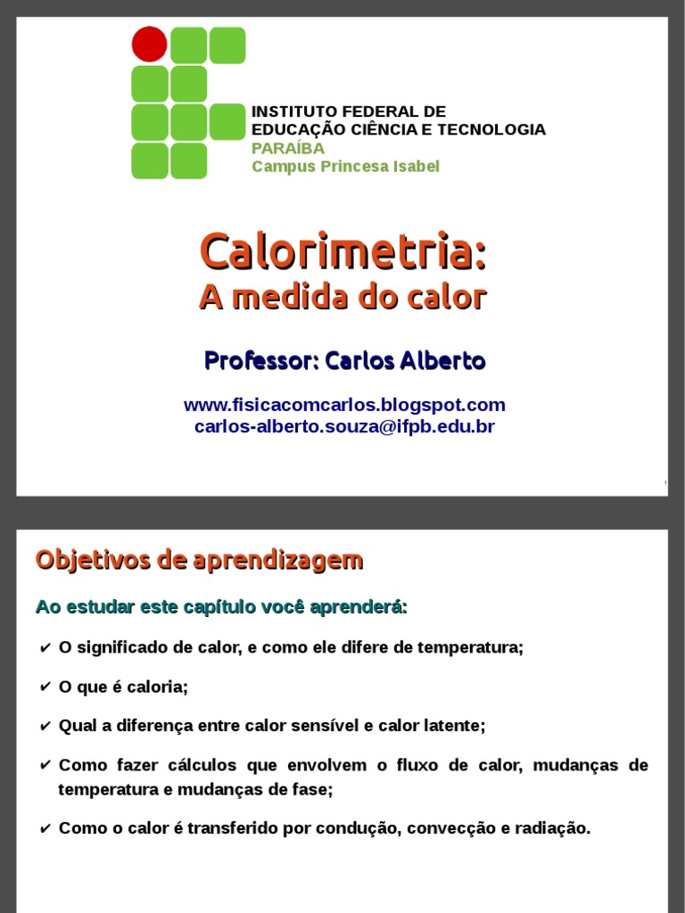 04 Calorimetria | PDF | Calorimetria | Capacidade térmica