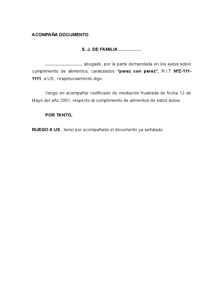 Modelo de Escrito Acompaña Documentos | PDF