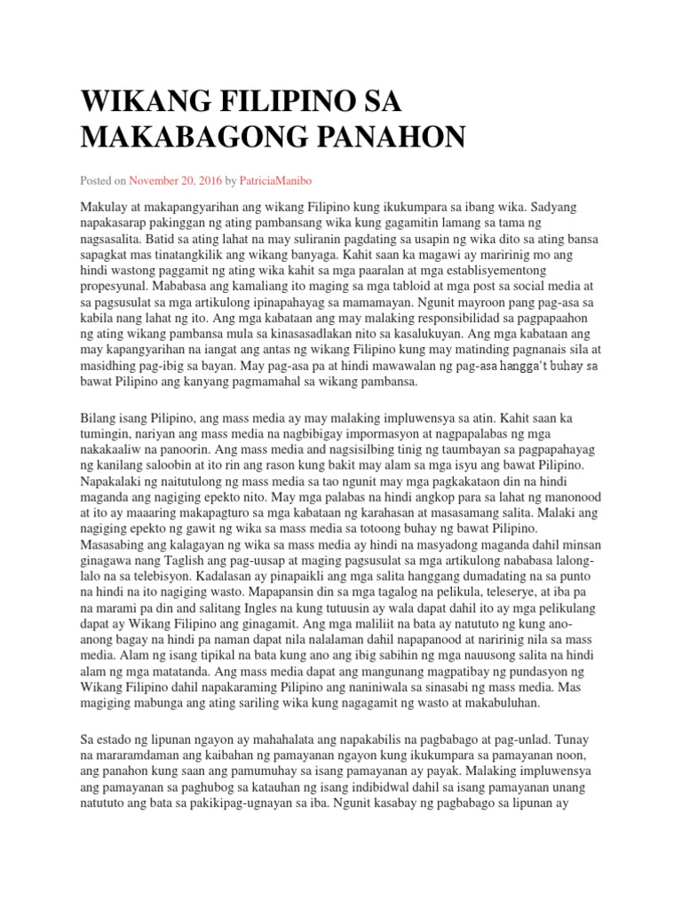 WIKANG FILIPINO SA MAKABAGONG.docx WIKANG FILIPINO SA MAKABAGONG.docx