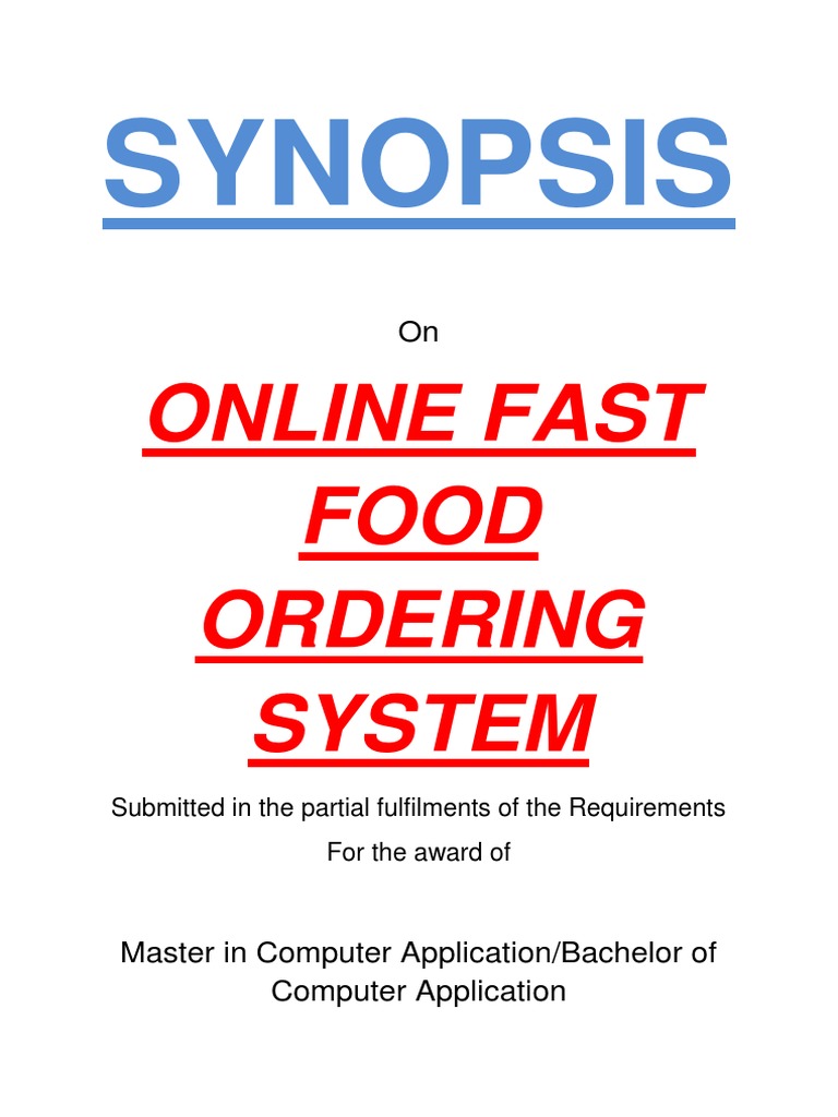 148-Fast Food Ordering System - Synopsis | PDF | Random Access Memory ...