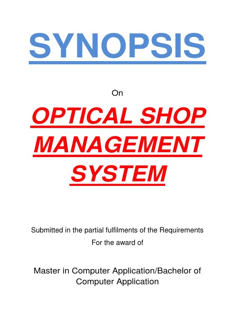 151-Optical Shop Management System - Synopsis | PDF | Online Shopping ...