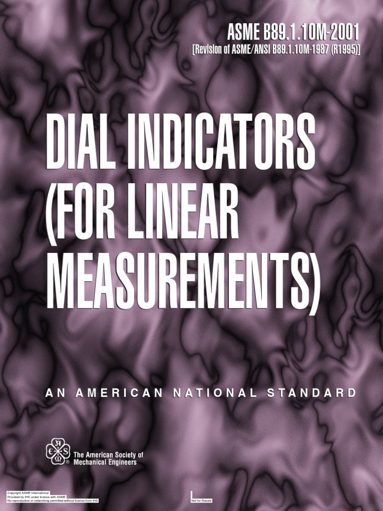 Asme B89.1.10M-2001 - Dial Indicators (For Linier Measurement) PDF ...
