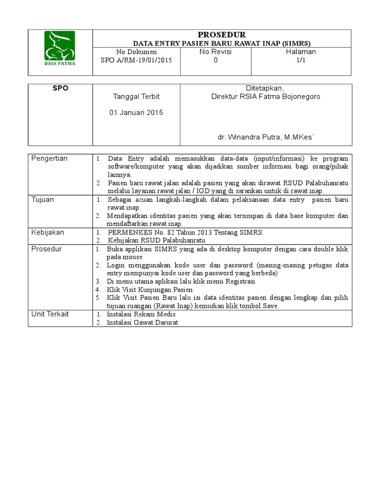 Spo Sim Rs Rawat Inap | PDF