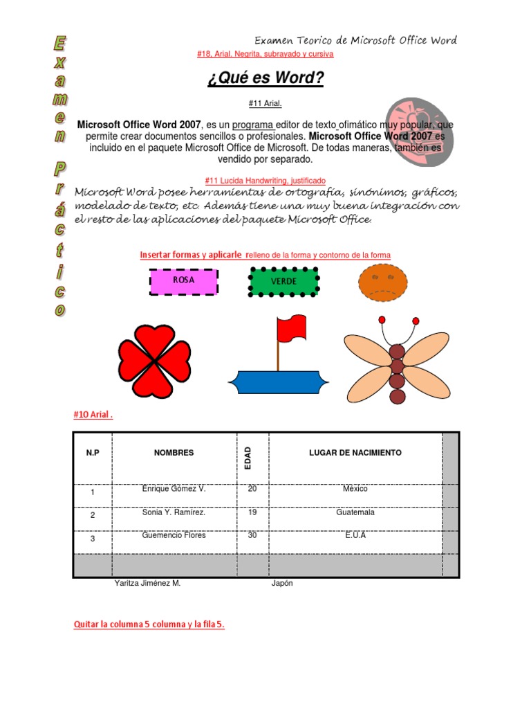 Examen de Word | PDF | Microsoft Word | Microsoft Office