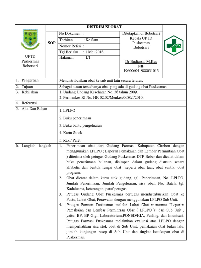 SOP Distribusi Obat | PDF