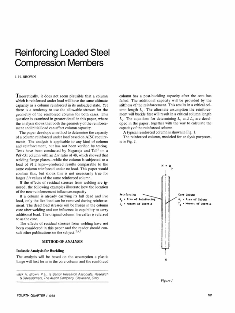 Reinforcing Loaded Steel Compression Members: J. H. Brown | PDF | Buckling | Column