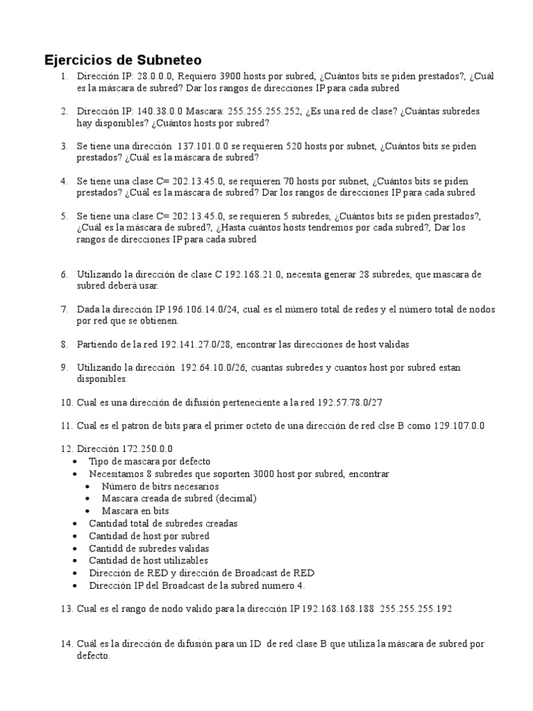 Practicas de Subneteo | PDF | Informática | Tecnología