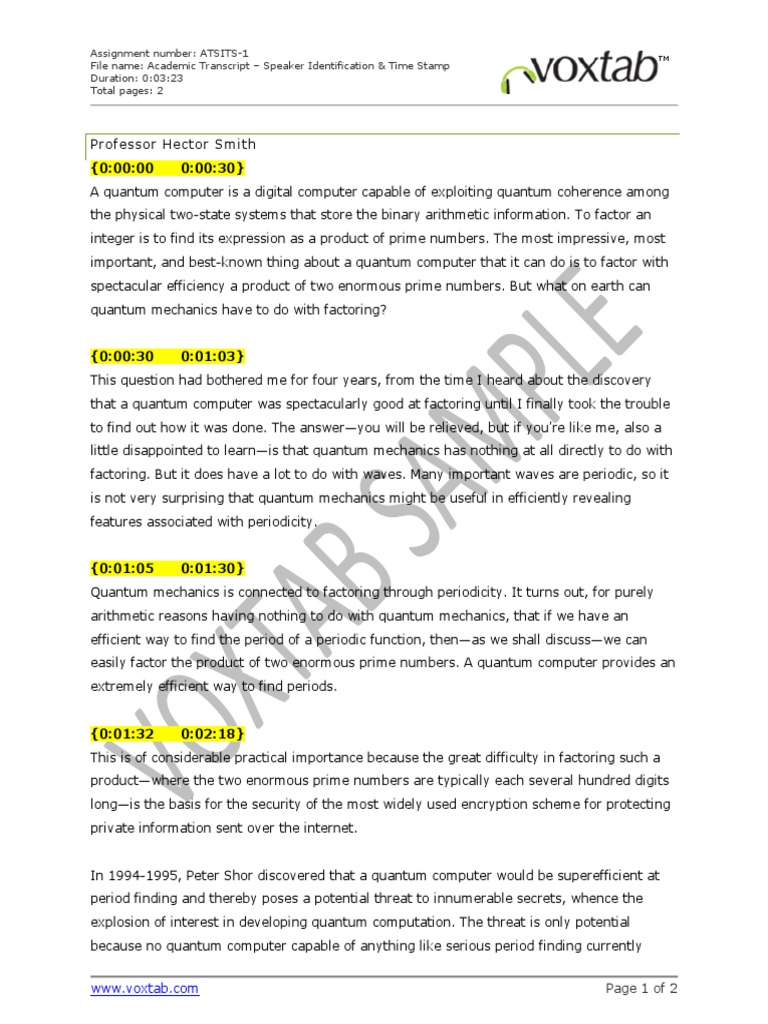 VOXTAB Academic Transcription With Speaker Identification Time Stamp ...