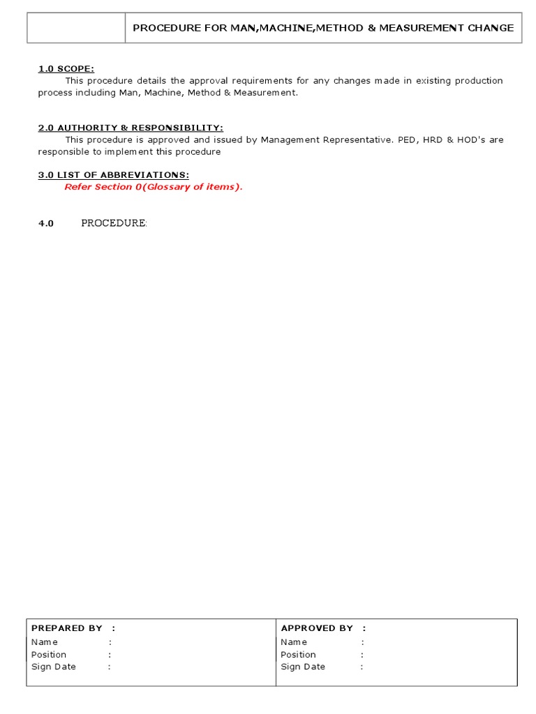 4M Change Procedure - PED 02 | PDF | Business