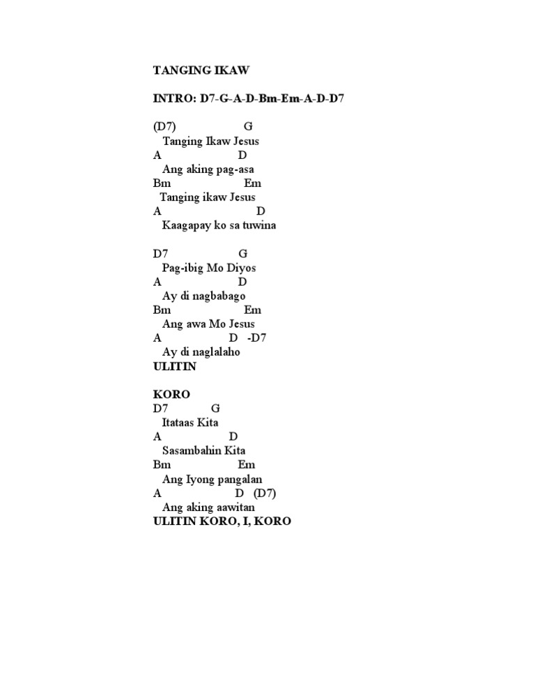Tanging Yaman Guitar Chords