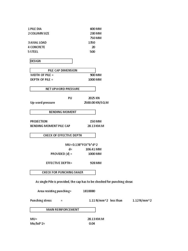 Single Pile Cap Design | PDF