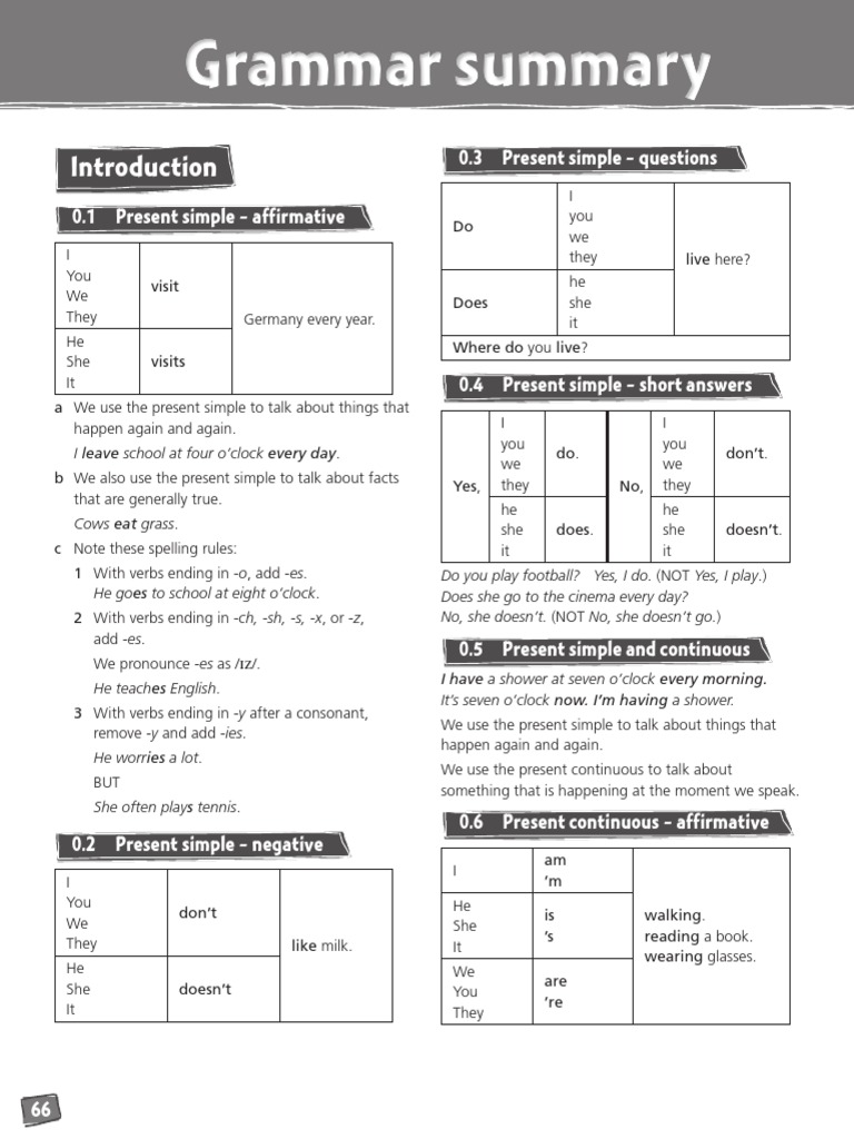 Grammar Summary: Present and Past Tenses | PDF | Syntax | Linguistic ...