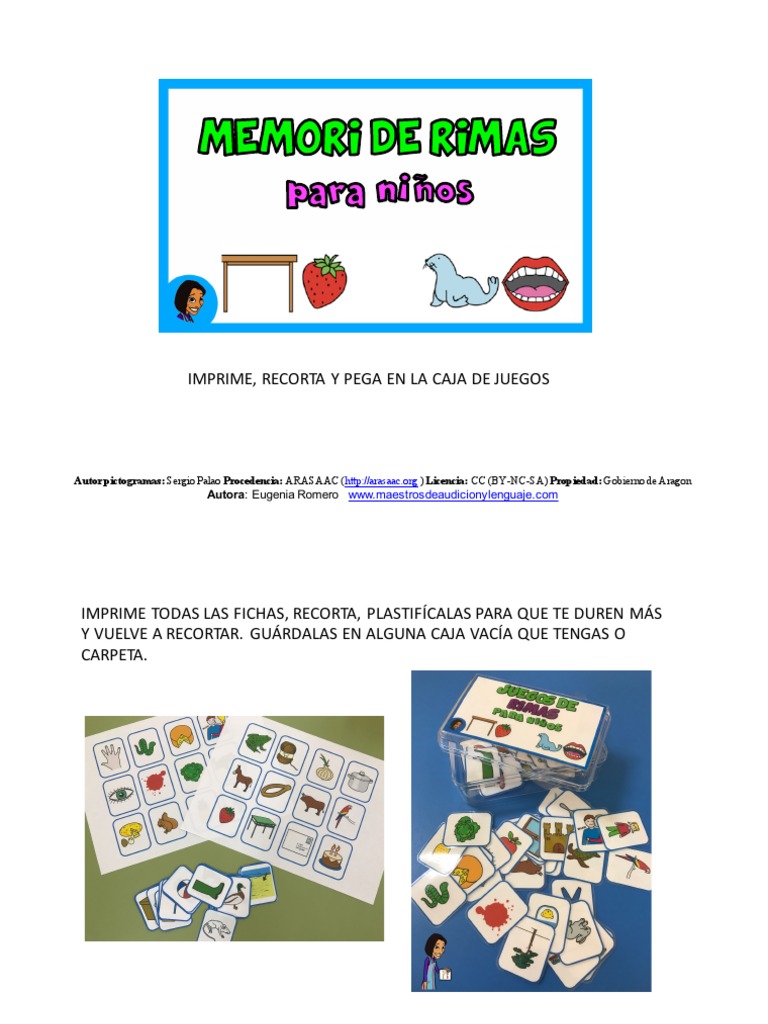 Juegos de Rimas con Tarjetas Recortables | PDF